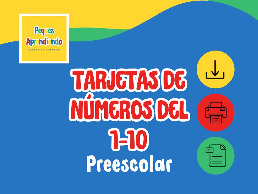Tarjetas De Números Del 1-10 En ESPAÑOL Con El Trazo De Cada Número Y La Cantidad Que ...