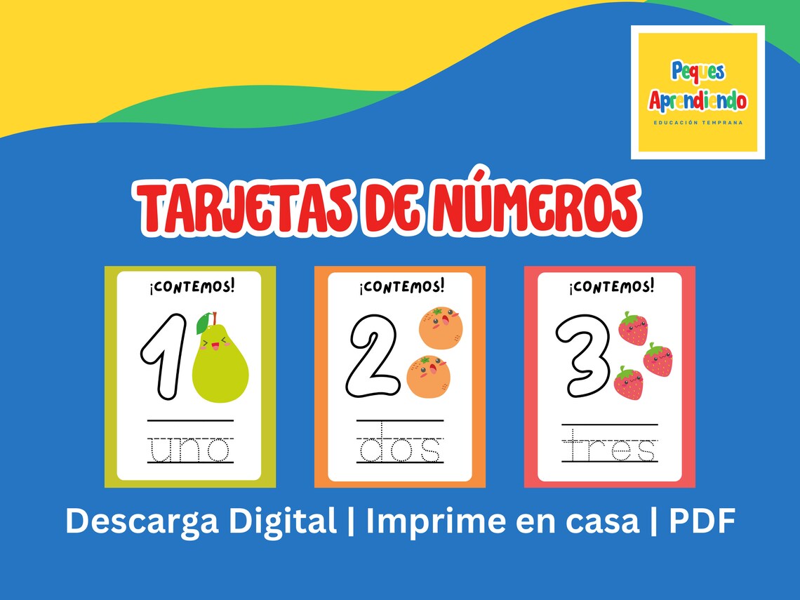 Tarjetas De Números Del 1-10 En ESPAÑOL Con El Trazo De Cada Número Y ...