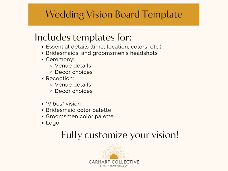 Wedding Planning Vision Board Template - Etsy
