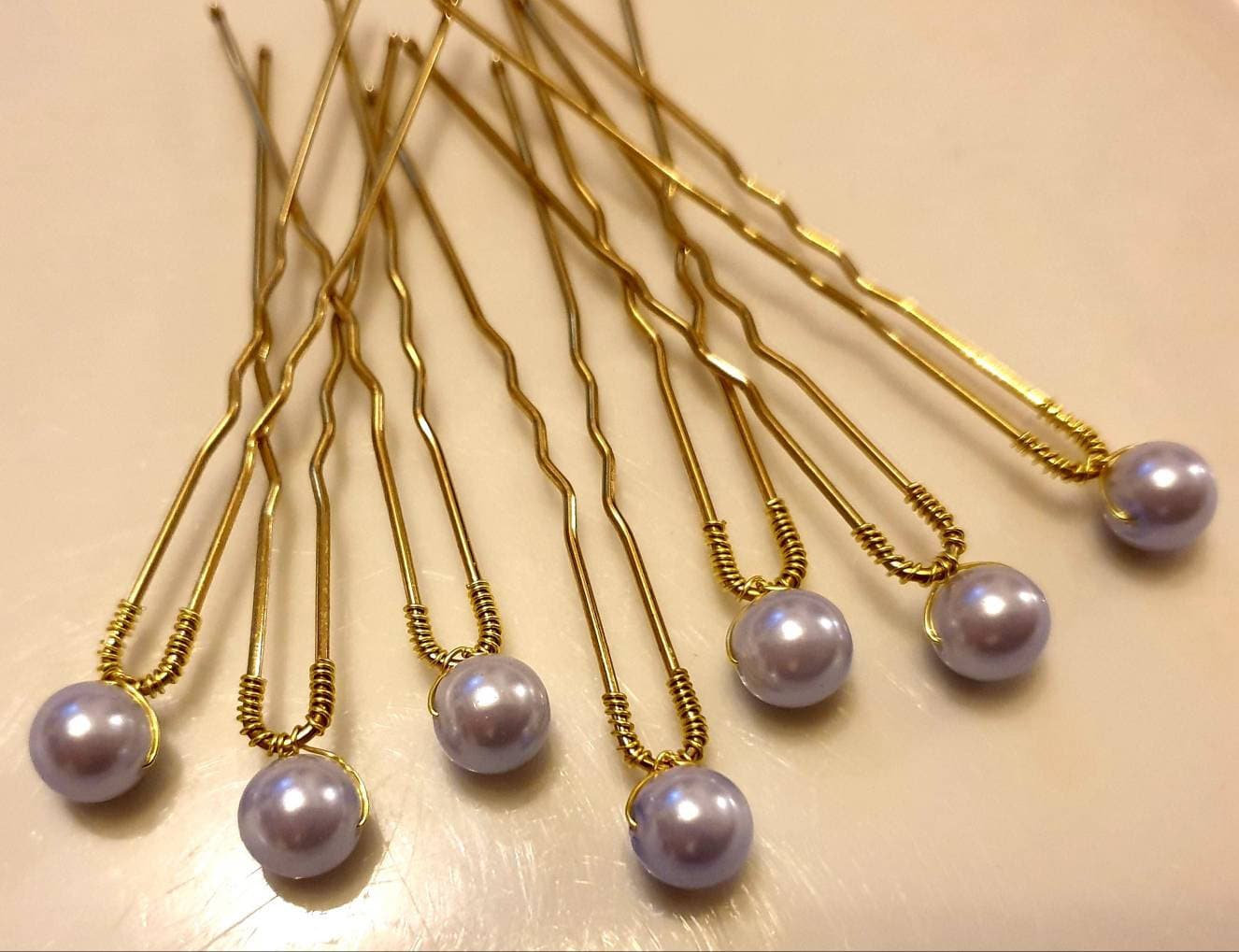 Pearl Hair Pins, Lilac Purple Pearl Wedding Hair Pins for Bride or ...