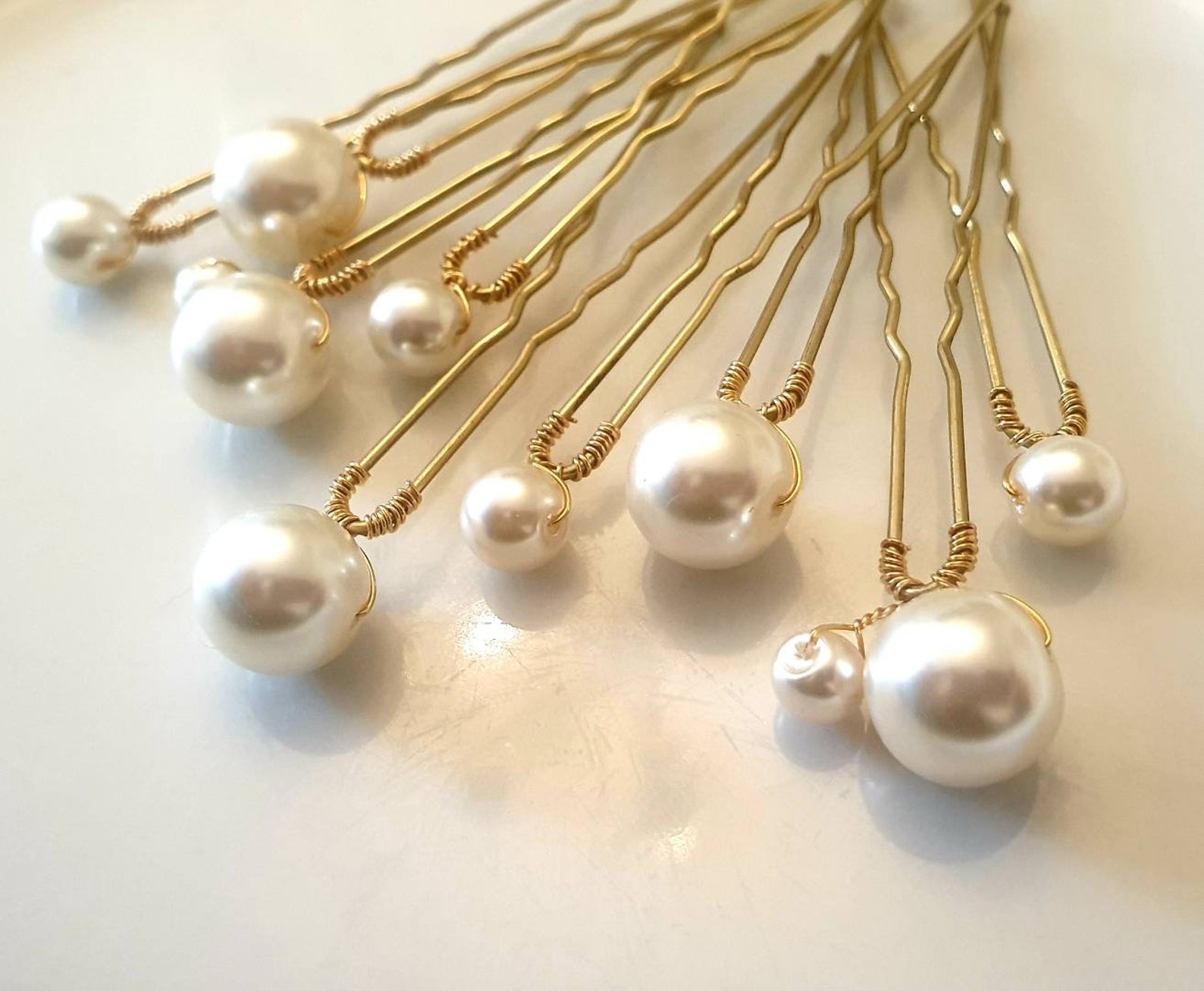Set of Pearl Wedding Hair Pin Pearl Bridal Hair Pin Pearl Hair - Etsy UK