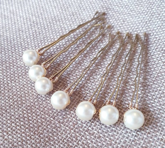 Set of Small Pearl Wedding Hair Pin Pearl Bridal Hair Pin | Etsy