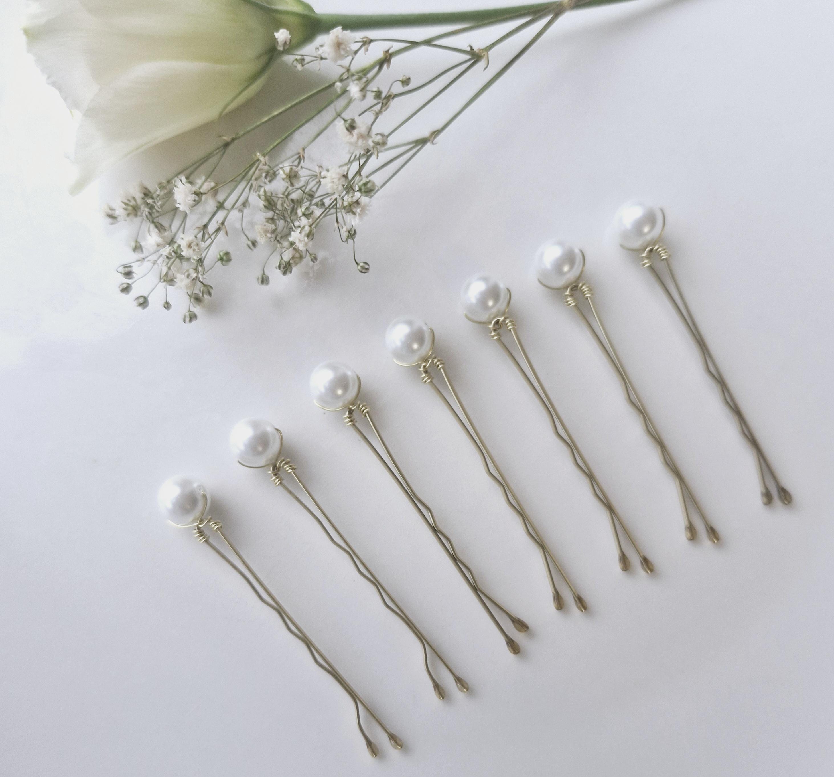 Pearl Bridal Hair Bobby Pins, Wedding Hair Pin, Pearl Hair Pins, Brown ...