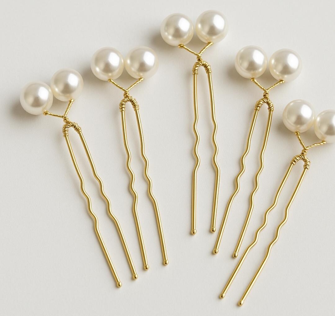Gold Pearl Hair Pins – Elegant Bridal Hair Accessories | Wedding ...
