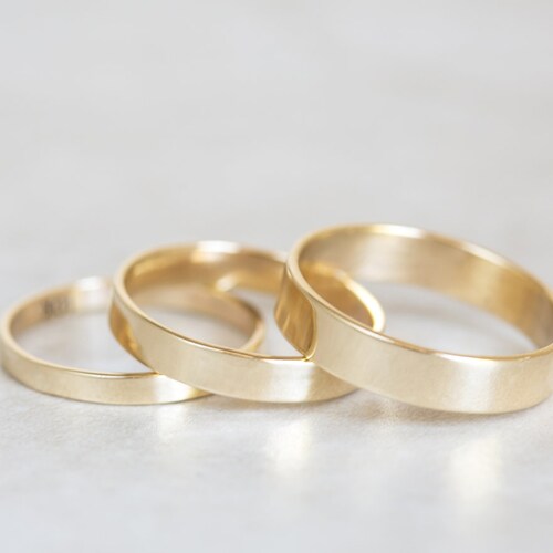 4mm Flat Solid Gold Band MATTE BRUSHED / 10k 14k 18k - Etsy