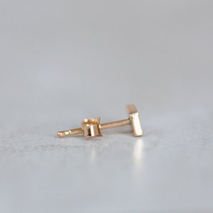 14K Gold Stud Earrings, 14K Hammered Studs, Gold Square, Rectangle Studs, Organic Gold Studs ...