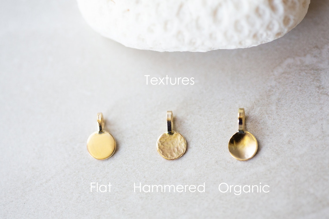 14K Gold Round Pendant 14K Solid Gold Disc Necklace 14K - Etsy