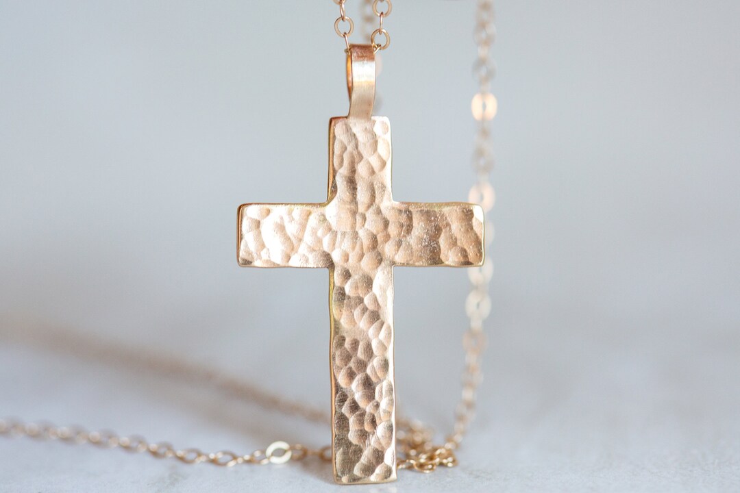 14K Gold Cross Pendant, Solid Gold Cross, Large Cross Size, Unisex 14K ...