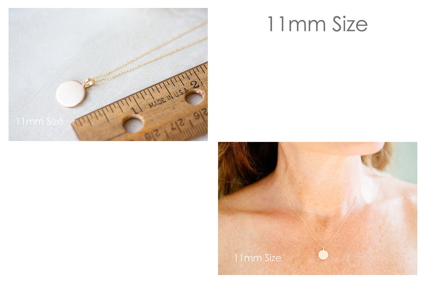 14K Gold Round Pendant 14K Solid Gold Disc Necklace 14K - Etsy