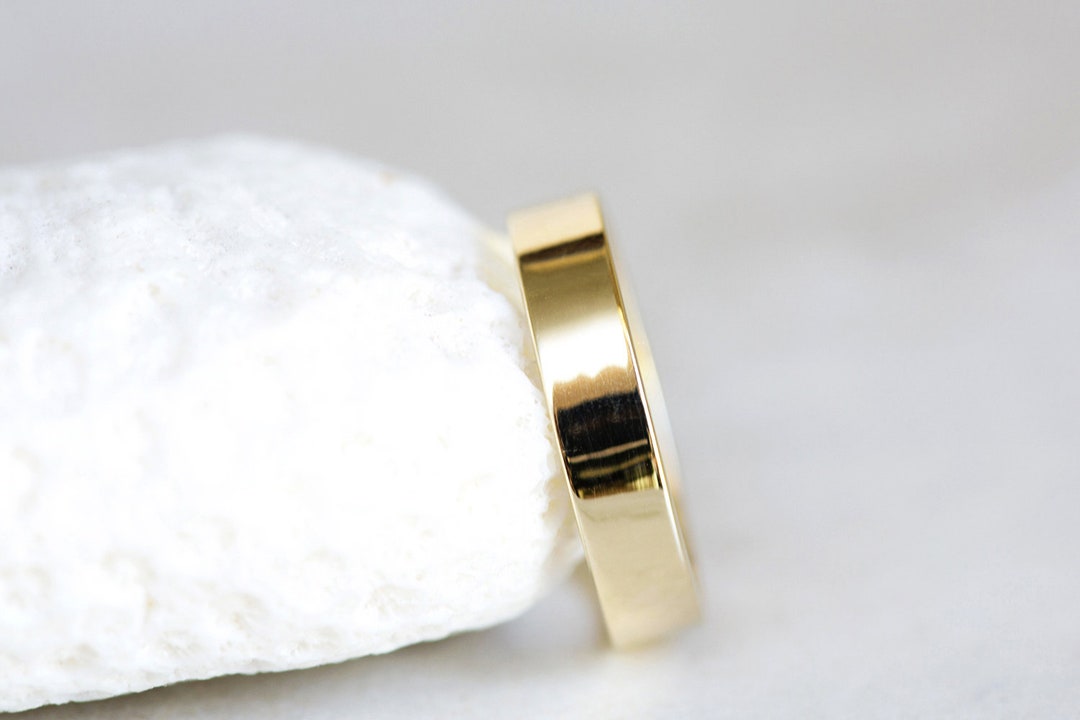 Gold 4mm Band, 4mm Gold Band in 10K Gold, 14K Gold or 18K Gold, 4mm ...