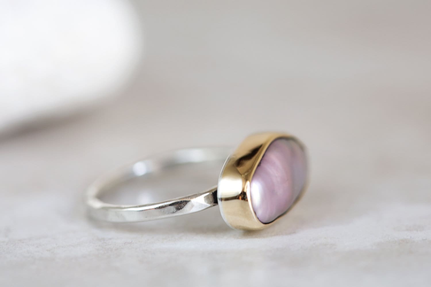 Pink Pearl Ring Keshi Pearl Ring Pink Gray Pearl Gold and | Etsy