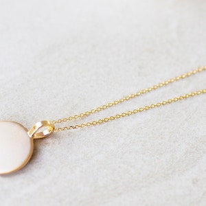 14K Gold Round Pendant, 14K Solid Gold Disc Necklace, 14K Circle ...