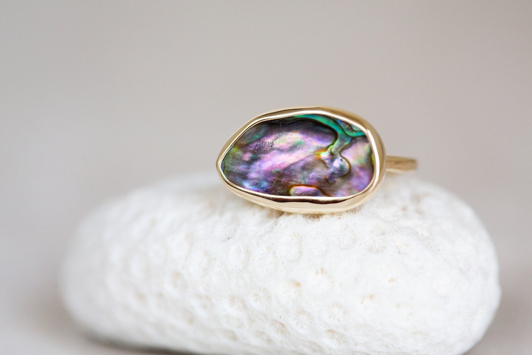 Paua Shell Ring, Abalone Shell Ring, Paua Gold Ring, Abalone 10K Gold ...