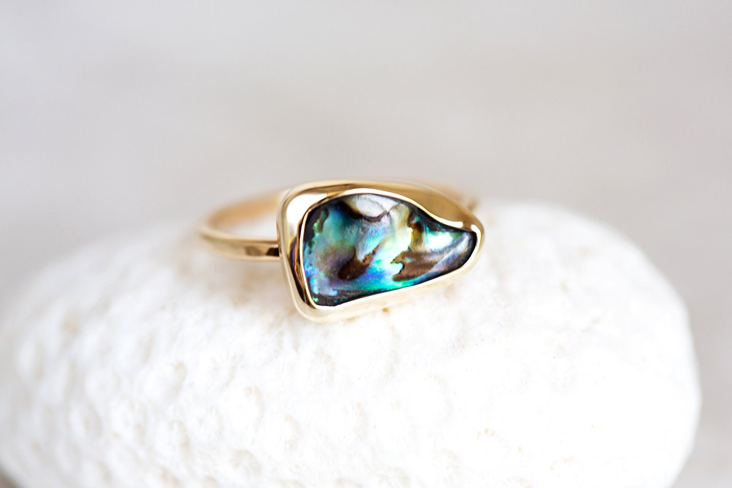 Paua Shell Ring Abalone Shell Ring Paua Gold Ring Abalone - Etsy