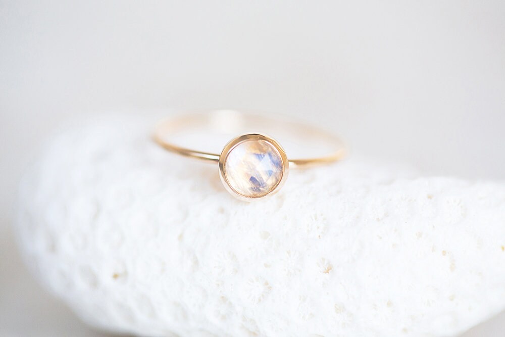 Gold Moonstone Ring 14K Gold Moonstone Ring Solid 14K Gold | Etsy