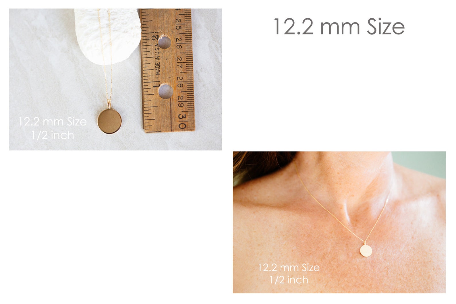 14K Gold Round Pendant 14K Solid Gold Disc Necklace 14K - Etsy