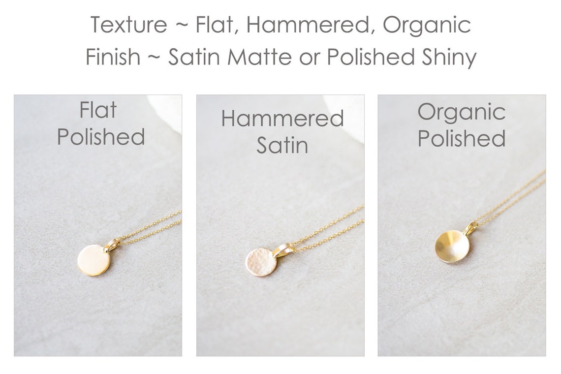 14K Gold Round Pendant 14K Solid Gold Disc Necklace 14K - Etsy