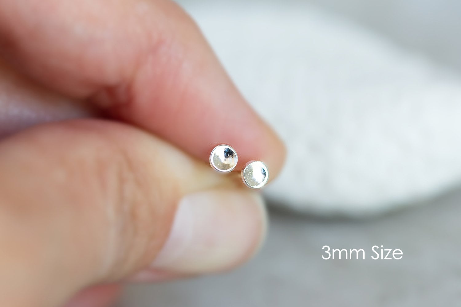 Silver Round Studs, Silver Disc Earrings, 3mm, 5mm, 6mm Silver Studs ...