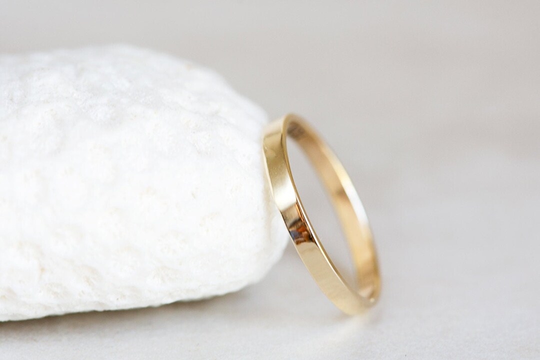 Gold 2mm Band, 2mm Gold Band in 10K Gold, 14K Gold or 18K Gold, 2mm ...