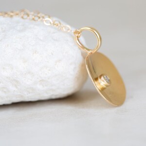 14K Gold Diamond Pendant, Organic Round Gold Disc Pendant, 14K Solid ...
