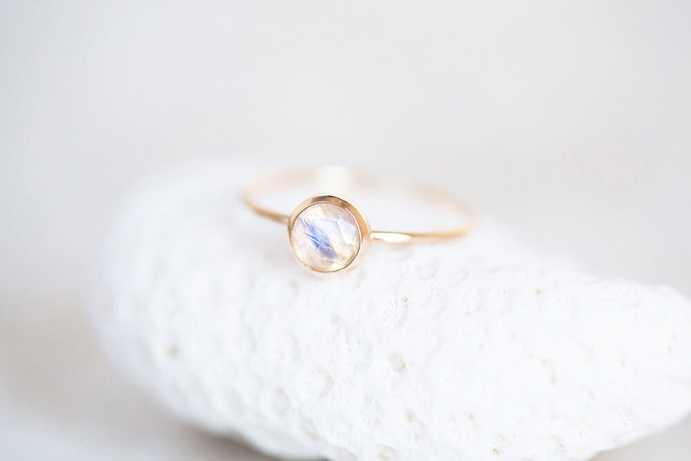 Gold Moonstone Ring 14K Gold Moonstone Ring Solid 14K Gold | Etsy
