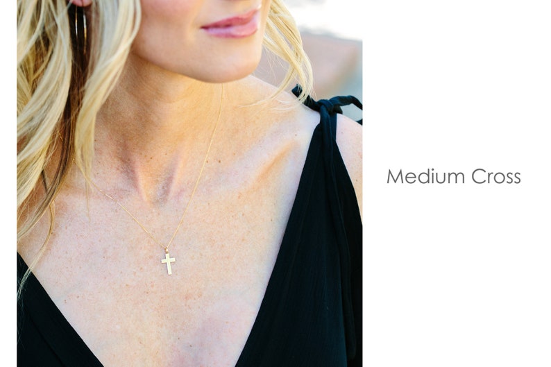 14K Gold Cross Pendant, Solid Gold Cross, Extra Small, Small, Medium ...