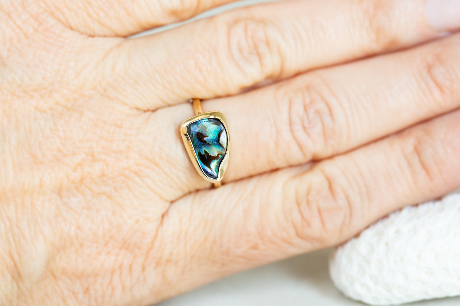 Paua Shell Ring Abalone Shell Ring Paua Gold Ring Abalone - Etsy
