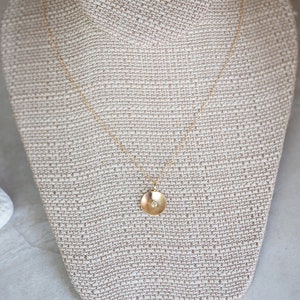 14K Gold Diamond Pendant, Organic Round Gold Disc Pendant, 14K Solid ...