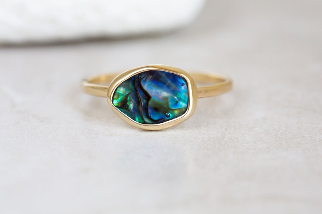 Paua Shell Ring, Abalone Shell Ring, Paua Gold Ring, Abalone 10K Gold ...