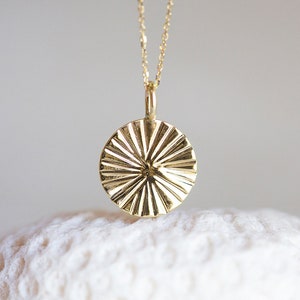 14K Gold Sun Pendant, 14K Gold Round Pendant, Sunray Pendant, Sunshine ...
