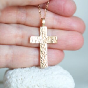 14K Gold Cross Pendant, Solid Gold Cross, Large Cross Size, Unisex 14K ...