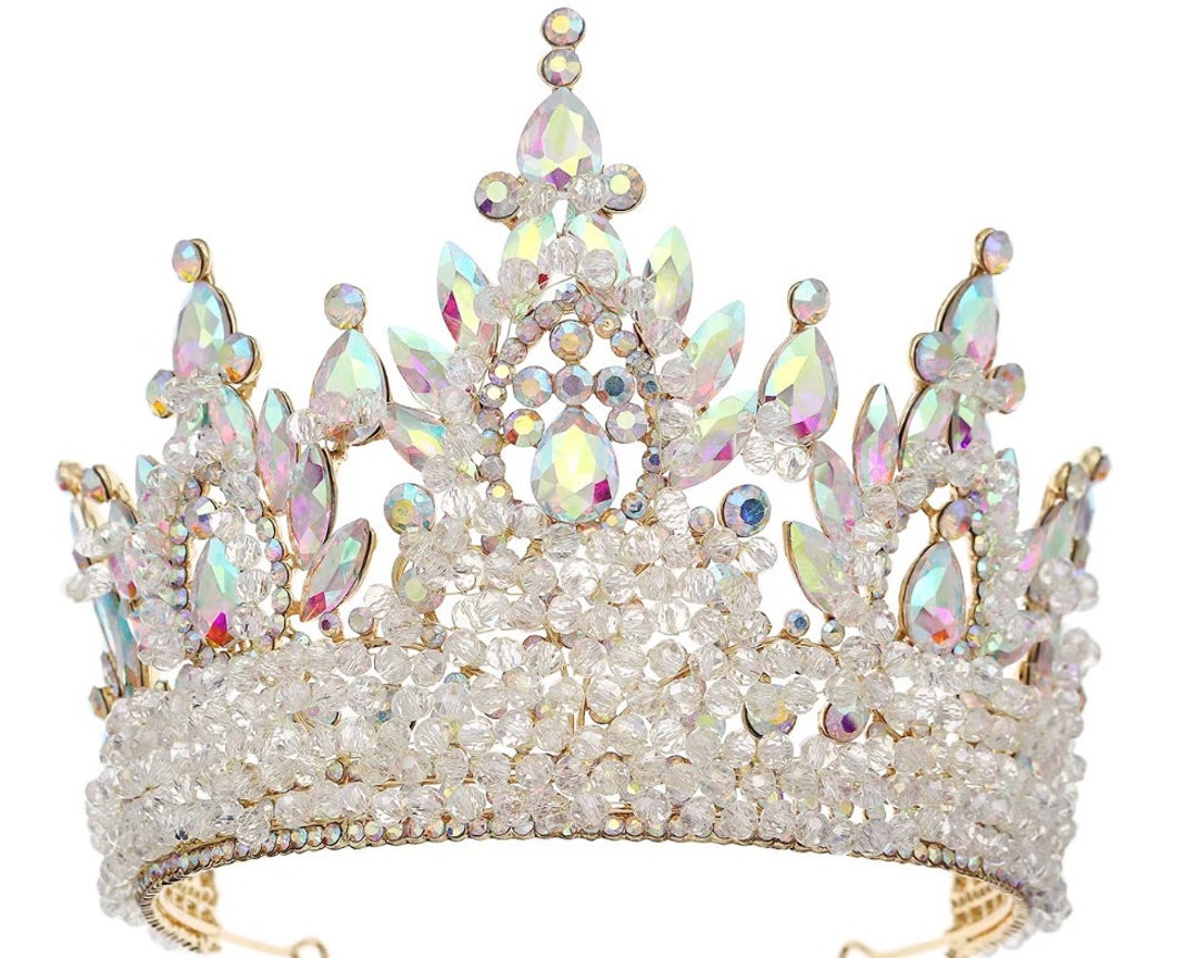 Royal TALL Quinceanera Crown, AB Crystal Bridal Tiara, Wedding ...