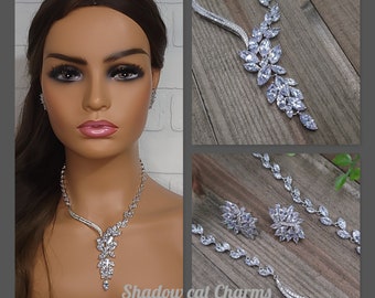 Necklace Set Rhinestone Necklace Set Bridal Necklace - Etsy