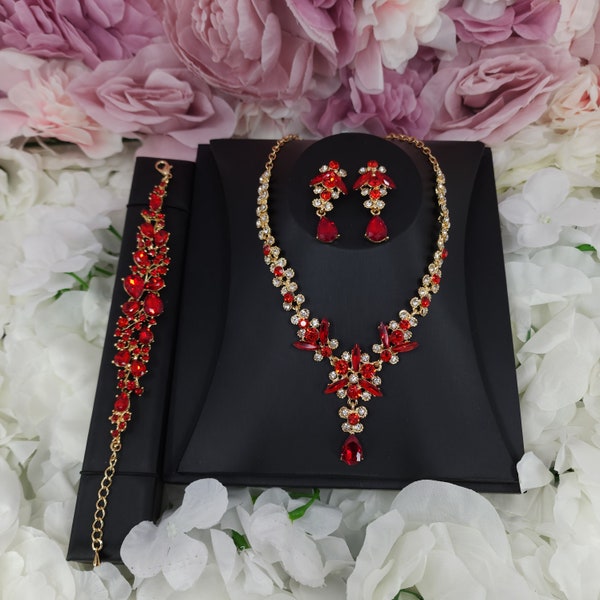 Red Necklace Set - Etsy