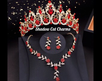 Gold Crown With Dark Red Roses - Etsy