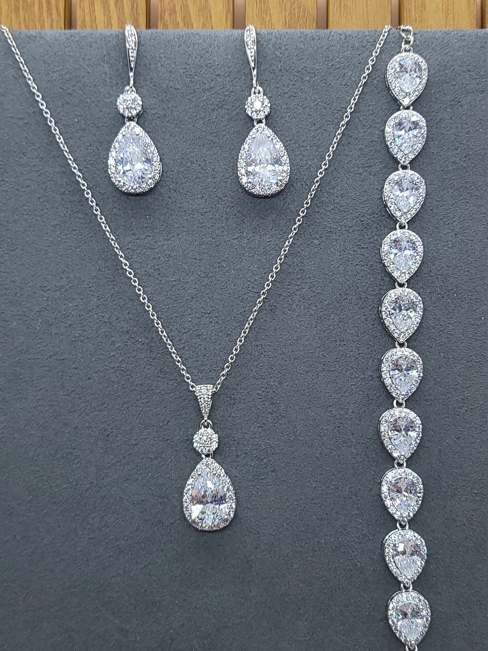Silver Crystal Bridal Necklace Set Silver Wedding Necklace - Etsy