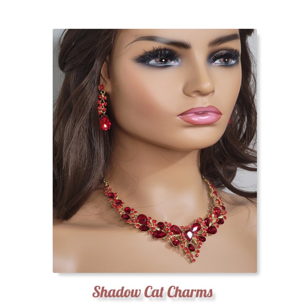 Red Necklace Set - Etsy