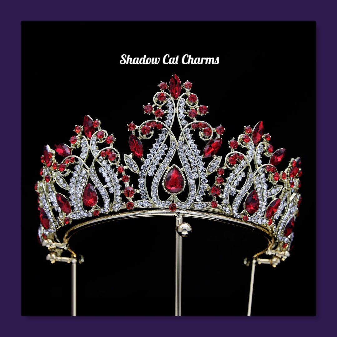 Red Quinceanera Crown, Red and Gold Crown, Red Queen Tiara, Wedding ...