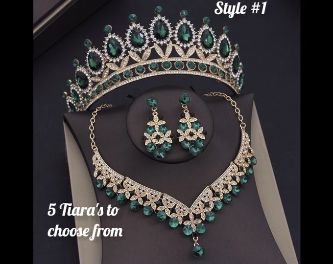 Floral Danish Ruby Parure Bridal Royal Tiara Replica Silver Leaves ...