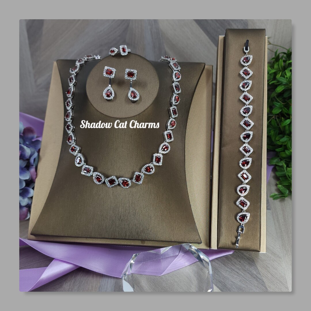 Bridal Jewelry, Bridal V Shape Necklace Earrings Bracelet, Bridal ...