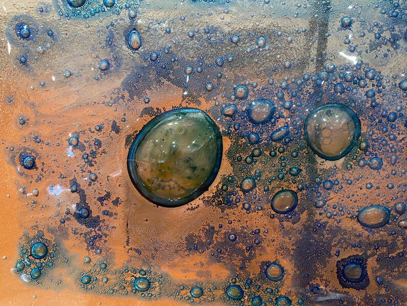 Large Blue and Green Bubble Glass Platter - Etsy