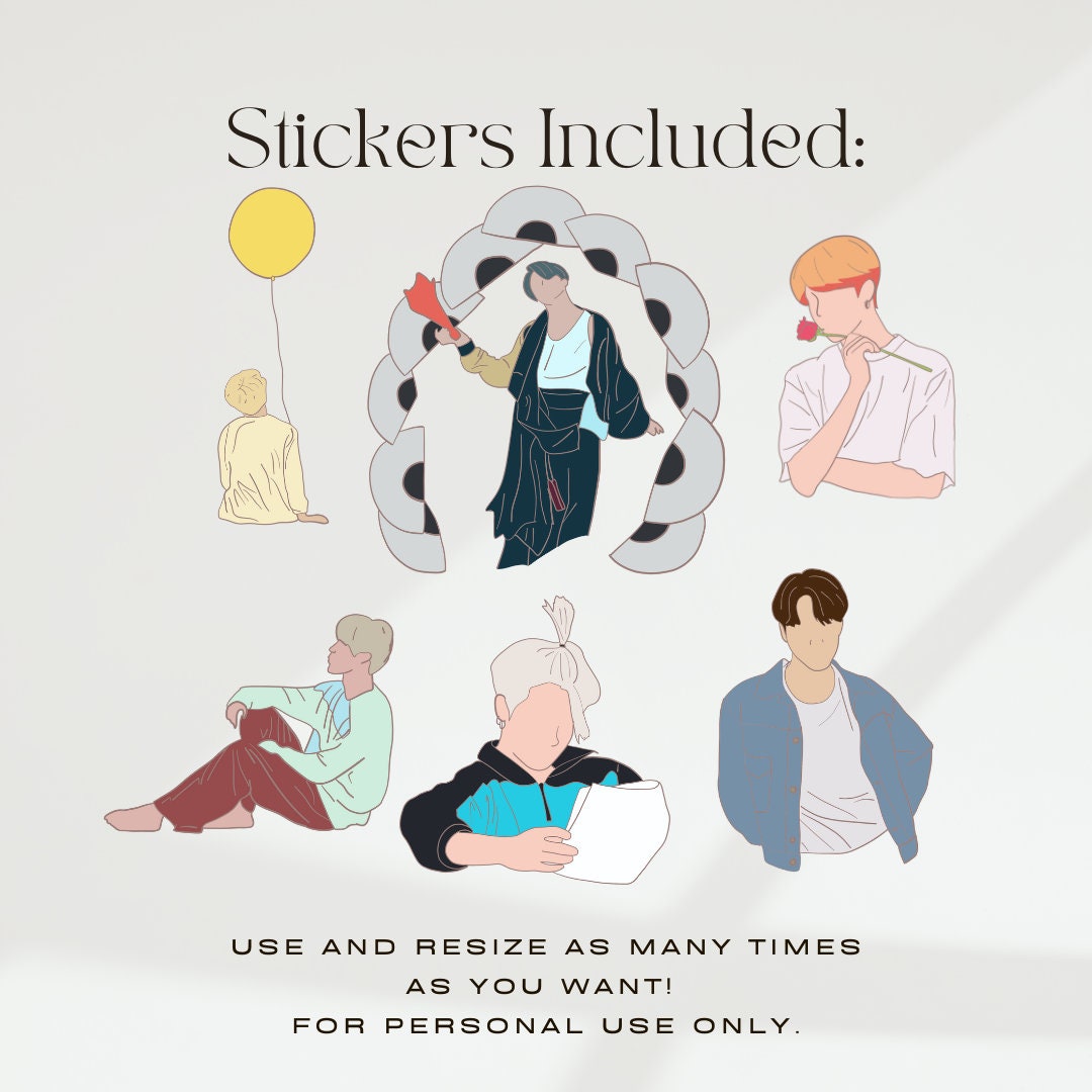 BTS Jimin Inspired Digital Planner Stickers PNG *DOWNLOAD* - Etsy