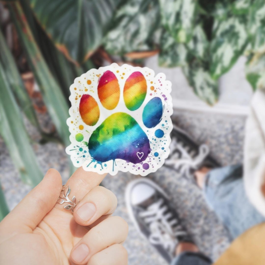 Rainbow Paw Print Sticker LGBTQ Pride Month Gift for Gay Dog Parents ...