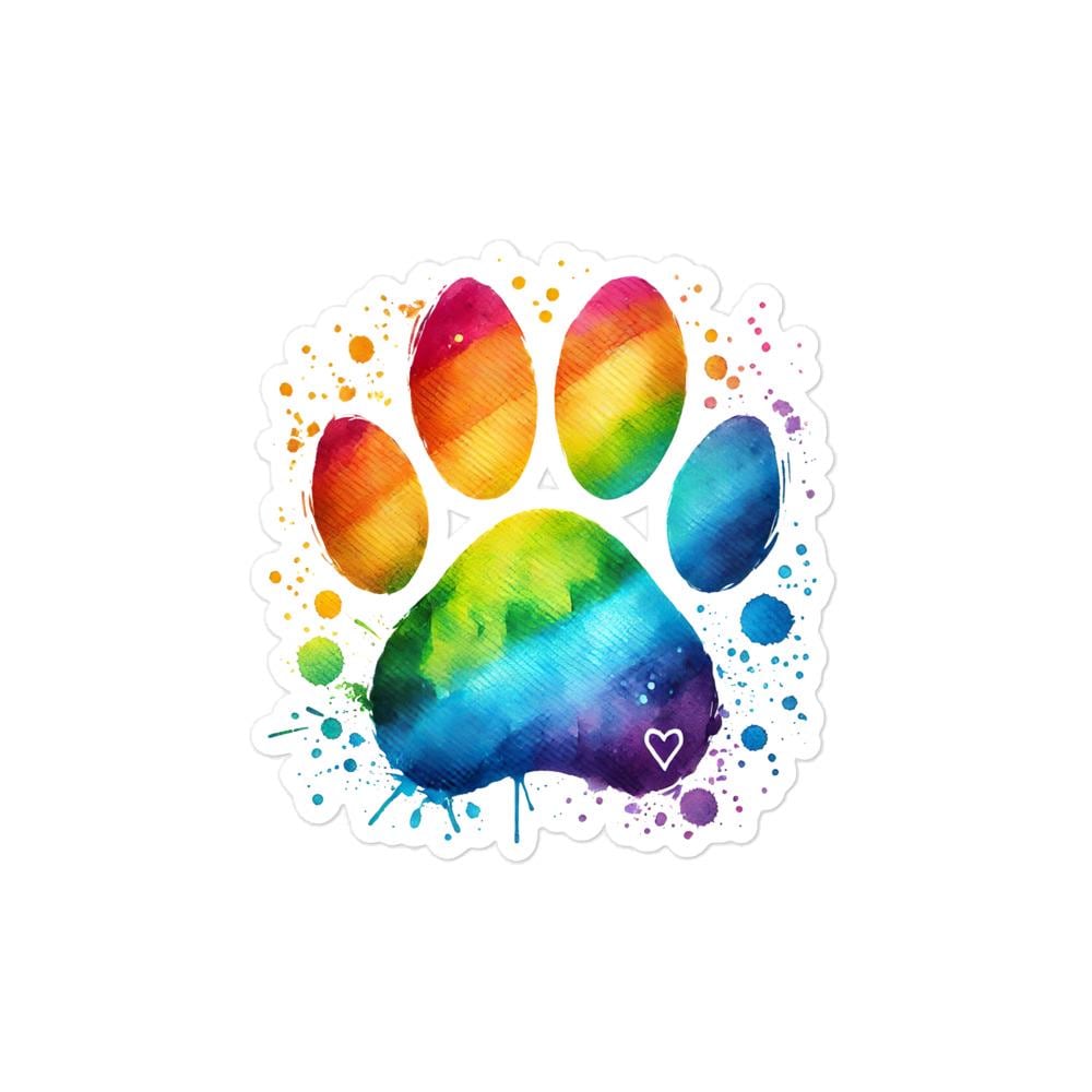 Rainbow Paw Print Sticker LGBTQ Pride Pet Lover Colorful Dog Cat Decal ...