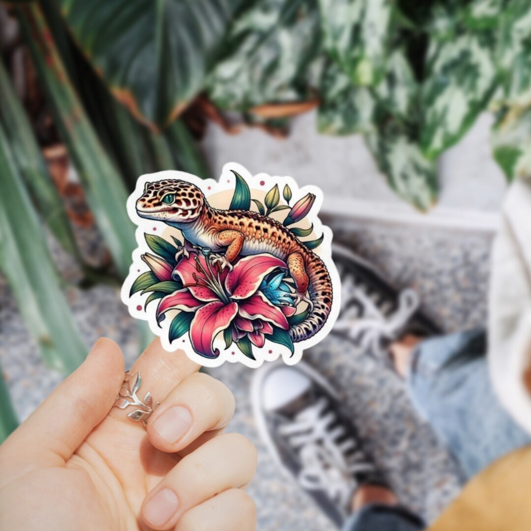 Leopard Gecko and Asiatic Lily Sticker Design Gift for New Pet Moms ...