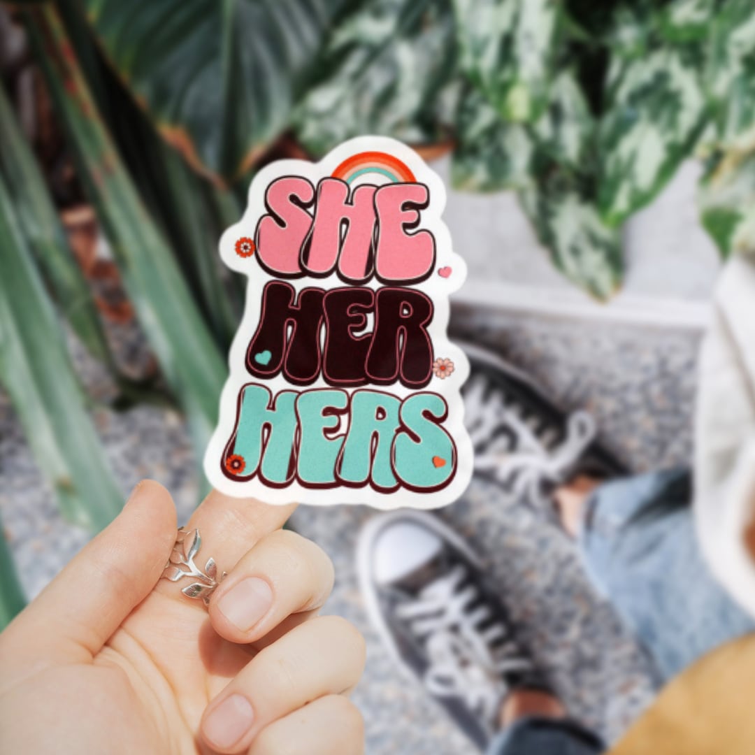 She Her Hers Pronoun Sticker - LGBTQ Pride Vinyl Decal - Etsy
