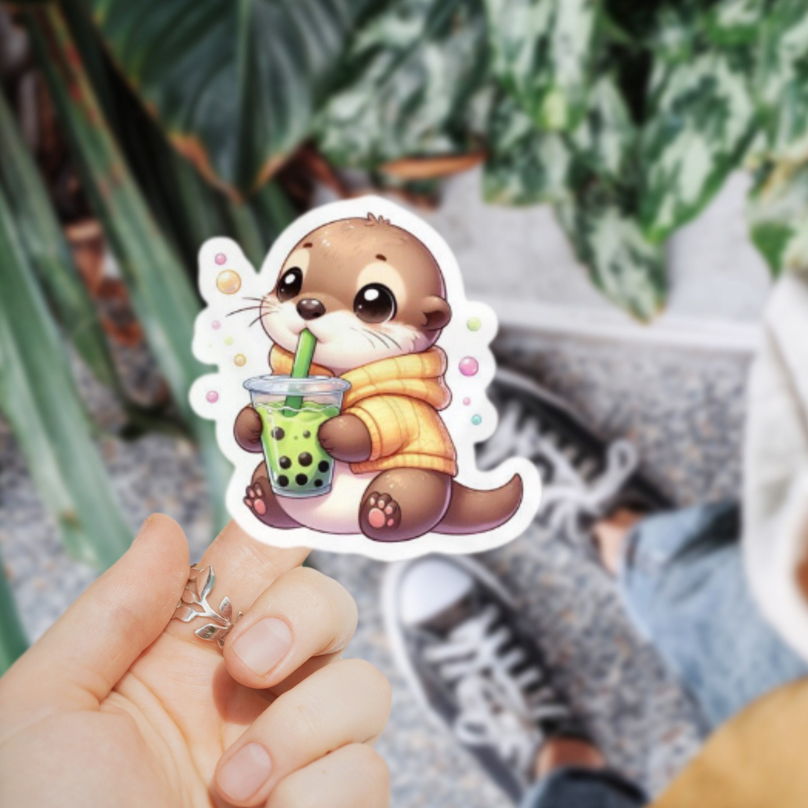 Cute Otter Boba Tea Vinyl Sticker, Animal Laptop Decal - Etsy