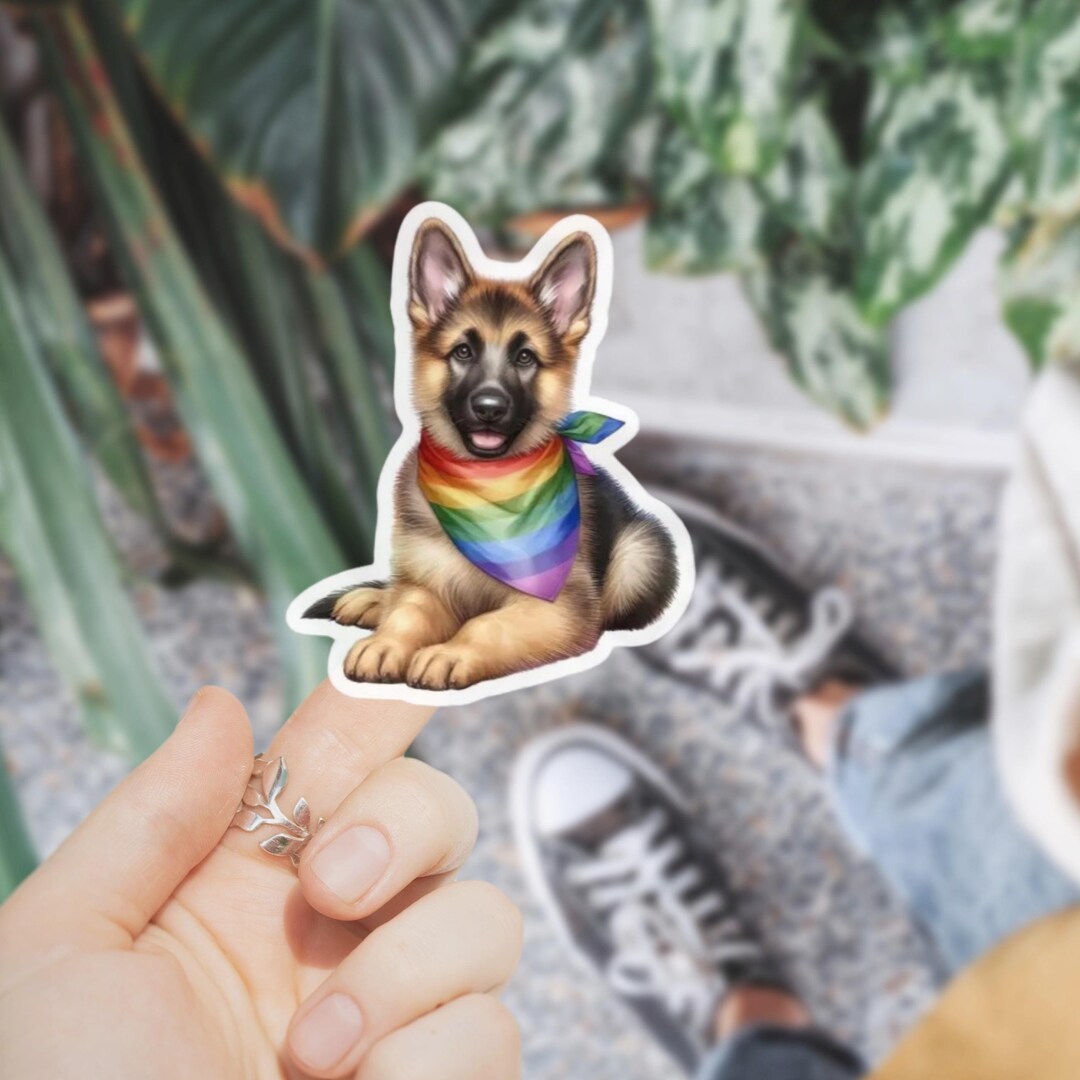German Shepherd Pride Sticker • LGBTQ Ally Dog Mom Decal • Rainbow ...