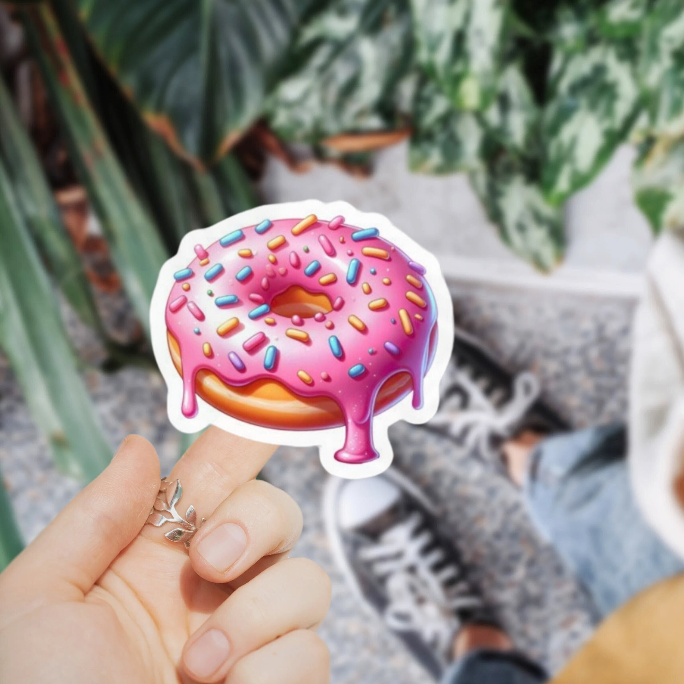 Pink Donut Vinyl Sticker for Water Bottle Tumbler Gym Laptop Office ...