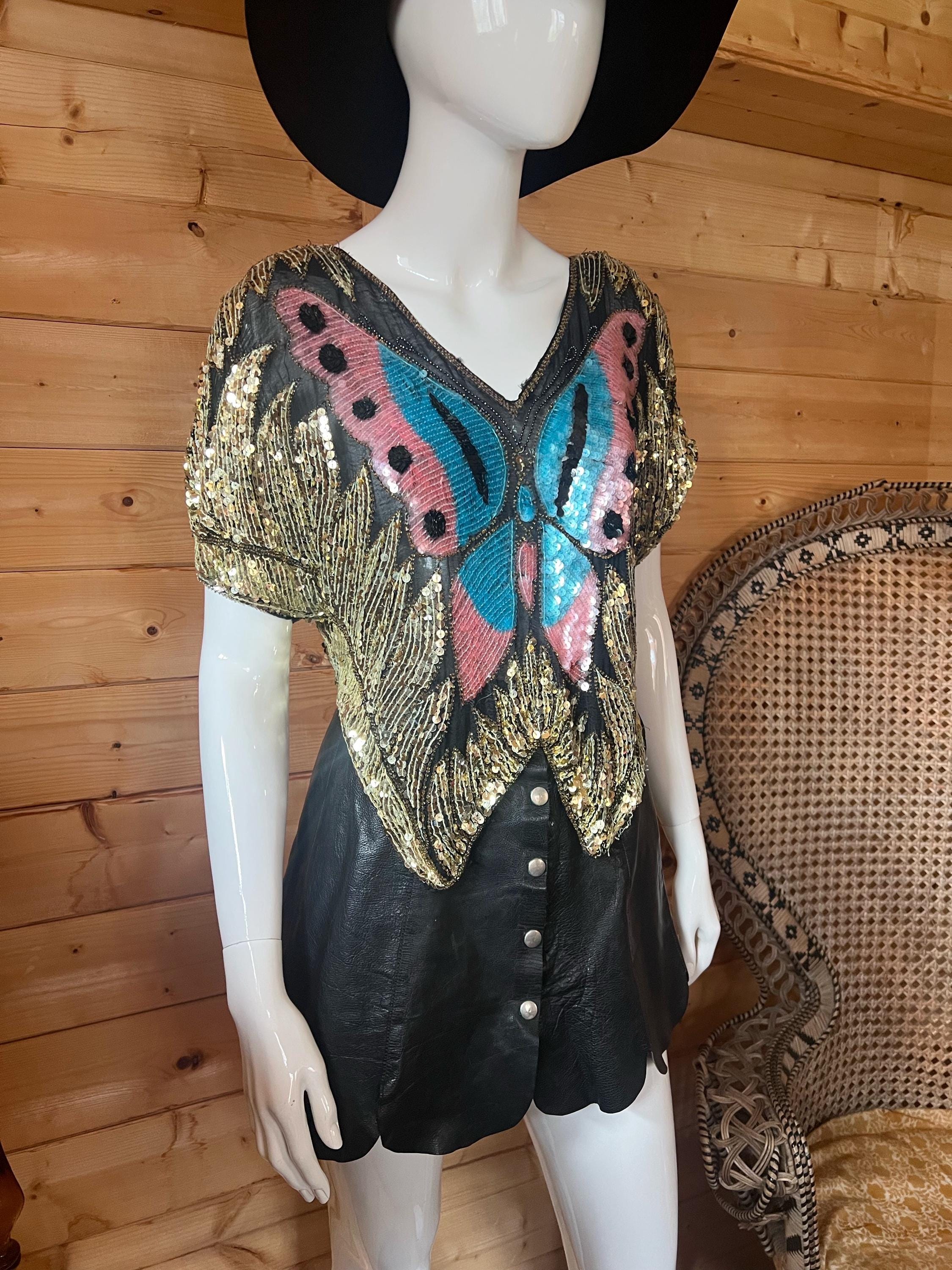 Vintage Indian Sequin Beaded Butterfly Poncho Top - Etsy